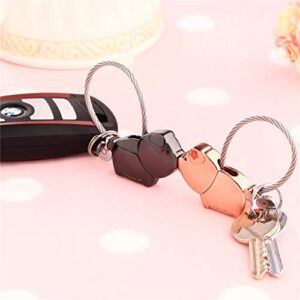 MILESI Custom Personalized Kiss Pig Couple Keychain with Magnetic Cute Couple Gift Valentine's Present(silver-lightgold)