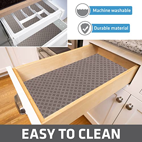 Drymate Premium Luxury Shelf & Drawer Liner, Thick Cushioned Fabric, Non-Adhesive, Absorbent, Waterproof, Slip-Resistant, Liners for Kitchen Cabinets, Cupboards (USA Made)(12”x59”)(2-Pack)(Taupe)