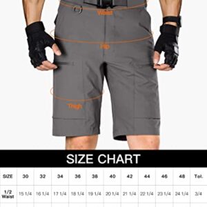 FREE SOLDIER Men's Lightweight Breathable Quick Dry Tactical Shorts Hiking Cargo Shorts Nylon Spandex（Gray 36Wx10L