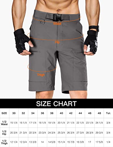 FREE SOLDIER Men's Lightweight Breathable Quick Dry Tactical Shorts Hiking Cargo Shorts Nylon Spandex（Gray 36Wx10L