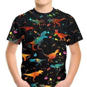 Neemanndy Dinosaur T-Shirts for Boys and Girls 3D Animal Print Kids Cool Shirt with Dinosaur Size 8-10 Years