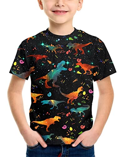 Neemanndy Dinosaur T-Shirts for Boys and Girls 3D Animal Print Kids Cool Shirt with Dinosaur Size 8-10 Years