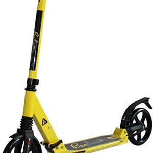 Bee Free 2 Wheel Kick Scooter for Adults and Teens, Adjustable Handlebars, Premium Durable Aluminum Construction, Foldable, Rear Foot Brake and Anti-Shock Suspension, Ages 12+, Up to 200 LBS, Yellow