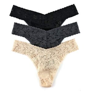 hanky panky, original rise 3 pack, one size, black, granite, chai