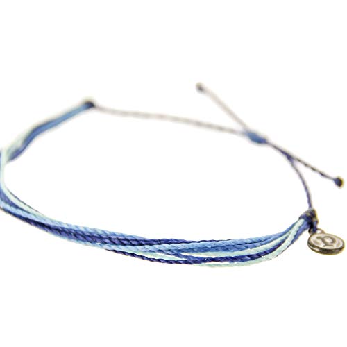 Pura Vida Original Surfrider Charity Bracelet - 100% Waterproof, Adjustable Band - Coated Brand Charm, Blue