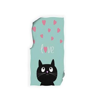 VIKKO Towels Hand Washcloths 30x15 Inch Washcloths Polyester Fingertip Towel with Single-Sided Printing (Cute Cat)