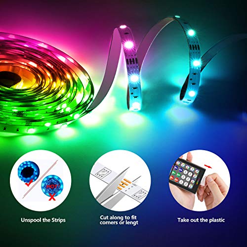 NEXillumi 25ft LED Strip Lights, APP Control Music Sync Color Changing LED Light Strip, SMD 5050 RGB LED Tape Lights with IR Remote (APP+Remote+Mic+3-Button Switch).