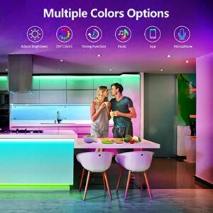 NEXillumi 25ft LED Strip Lights, APP Control Music Sync Color Changing LED Light Strip, SMD 5050 RGB LED Tape Lights with IR Remote (APP+Remote+Mic+3-Button Switch).