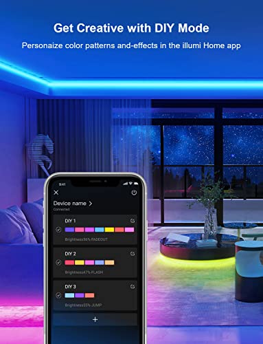 NEXillumi 25ft LED Strip Lights, APP Control Music Sync Color Changing LED Light Strip, SMD 5050 RGB LED Tape Lights with IR Remote (APP+Remote+Mic+3-Button Switch).