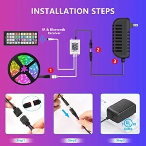 NEXillumi 25ft LED Strip Lights, APP Control Music Sync Color Changing LED Light Strip, SMD 5050 RGB LED Tape Lights with IR Remote (APP+Remote+Mic+3-Button Switch).