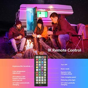 NEXillumi 25ft LED Strip Lights, APP Control Music Sync Color Changing LED Light Strip, SMD 5050 RGB LED Tape Lights with IR Remote (APP+Remote+Mic+3-Button Switch).