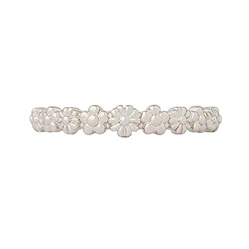 Pura Vida Silver-Plated Floral Stackable Ring - Sterling Silver Band, Size 7