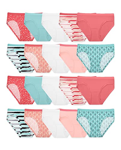 Fruit of the Loom Girls' Cotton Hipster Underwear, 20 Pack-Fashion Assorted, 8