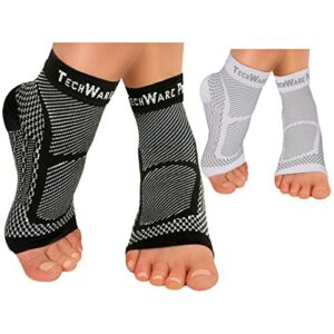 techware pro compression sock sleeve 2 pr bundle black & white xxl