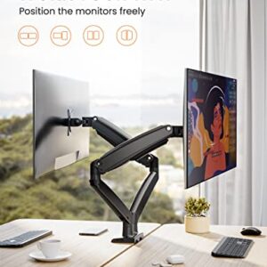 Ergear Dual Monitor Stand Mount, Ultrawide 13-35 Inch Height Adjustable Computer Screen Gas Spring Monitor Arm Desk Mount Full Motion, Each Arm Holds up to 26.4lbs