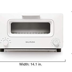 BALMUDA The Toaster | Steam Oven | 5 Cooking Modes - Sandwich Bread, Artisan Bread, Pizza, Pastry, Oven | Compact Design | Baking Pan | K01M-WS | White | US Version