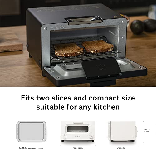 BALMUDA The Toaster | Steam Oven | 5 Cooking Modes - Sandwich Bread, Artisan Bread, Pizza, Pastry, Oven | Compact Design | Baking Pan | K01M-WS | White | US Version