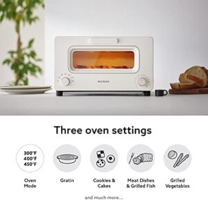 BALMUDA The Toaster | Steam Oven | 5 Cooking Modes - Sandwich Bread, Artisan Bread, Pizza, Pastry, Oven | Compact Design | Baking Pan | K01M-WS | White | US Version