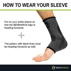 Benmarck Achilles Tendon Support Brace, Plantar Fasciitis Sock, Ankle Compression Sleeve For Running, Tendonitis and Flat Feet Relief (Gray Black, Unisize)