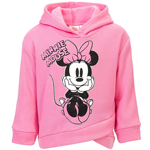 Disney Minnie Mouse Little Girls Crossover Fleece Hoodie and Leggings Outfit Set Pink Glitter 7-8