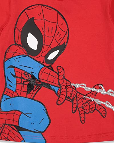 Marvel Avengers Spider-Man Little Boys Graphic T-Shirt Bike Shorts Mesh Outfit Set Red/Blue 7-8