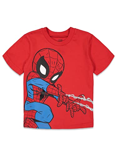 Marvel Avengers Spider-Man Little Boys Graphic T-Shirt Bike Shorts Mesh Outfit Set Red/Blue 7-8