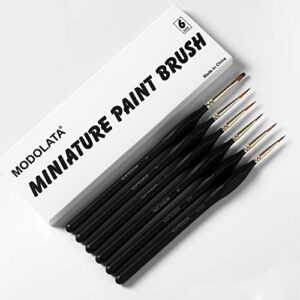 Detail Model Paint Brushes Set - 6 Pieces Miniature Painting Brushes for Acrylic, Watercolor - Airplane Kits, Ceramic, Plastic Model, Warhammer 40k