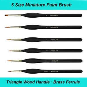 Detail Model Paint Brushes Set - 6 Pieces Miniature Painting Brushes for Acrylic, Watercolor - Airplane Kits, Ceramic, Plastic Model, Warhammer 40k