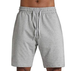 Men's Lounge Shorts with Deep Pockets Loose-fit Cotton Jersey Shorts for Running,Workout,Training, Basketball (605 Grey, Small)