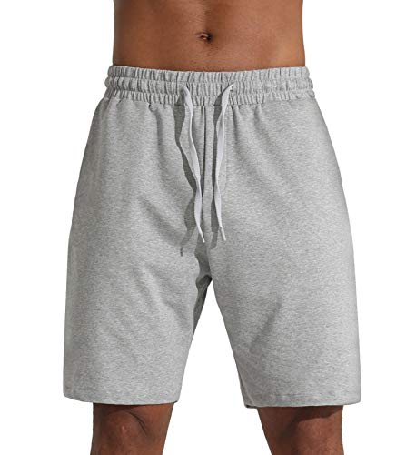 Men's Lounge Shorts with Deep Pockets Loose-fit Cotton Jersey Shorts for Running,Workout,Training, Basketball (605 Grey, Small)