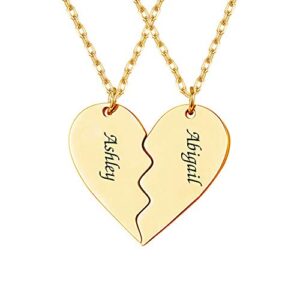 dreamdecor custom best friend necklaces for 2/3, matching engraved name necklace forever friendship gifts for teen girls