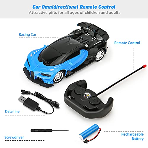 GaHoo Remote Control Car for Kids - 1/16 Scale Electric Remote Toy Racing, with Led Lights Rechargeable High-Speed Hobby Toy Vehicle, RC Car Gifts for Age 3 4 5 6 7 8 9 Year Old Boys Girls (Blue)