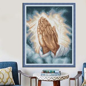 Cross Stitch Embroidery Kits for Adults Kids, WOWDECOR Jesus Christian Religion Prayer 11CT Stamped DIY DMC Needlework Easy Beginners (Prayer)