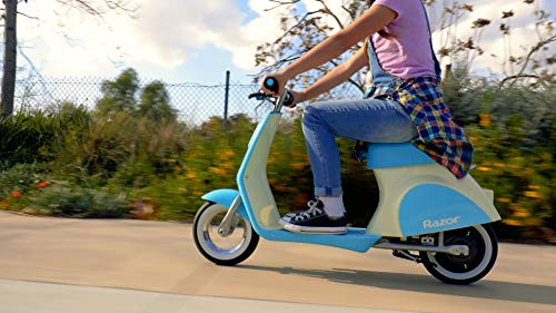 Razor Pocket Mod Petite - 12V Miniature Euro-Style Electric Scooter for Ages 7+, 100-watt Motor, Up to 40 min Ride Time, For Riders up to 110 lbs, Blue