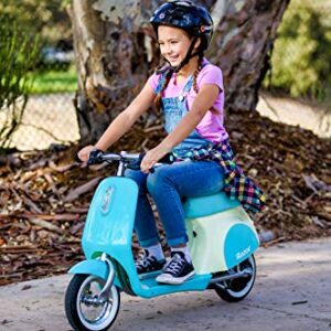 Razor Pocket Mod Petite - 12V Miniature Euro-Style Electric Scooter for Ages 7+, 100-watt Motor, Up to 40 min Ride Time, For Riders up to 110 lbs, Blue