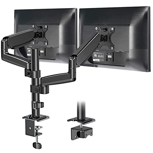 MOUNTUP Dual Monitor Mount, Height Adjustable Gas Spring Monitor Arm Desk Mount for 2 Computer Screens up to 32 Inch, Double Monitor Stand Each Holds 4.4-17.6 lbs, Fits VESA 75x75mm & 100x100mm MU0026