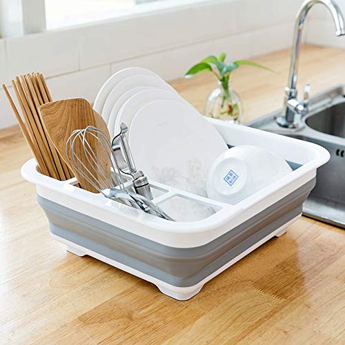 Collapsible Dish Drying Rack Portable Dinnerware Drainer Organizer for Kitchen RV Campers Travel Trailer Space Saving Kitchen Storage Tray