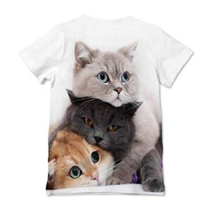 Ainuno Cat Shirts for Girls Boys Kids Cute Summer Clothes Short Sleeve Graphic Tees White Crewneck Size 7 8 Years Old,Cat