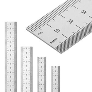 Mr. Pen- Machinist Ruler, 4 Pack (6, 8, 12, 14 inch), Metric Ruler, Millimeter Ruler, (1/64, 1/32, mm and .5 mm), 6 inch Ruler, Stainless Steel Ruler