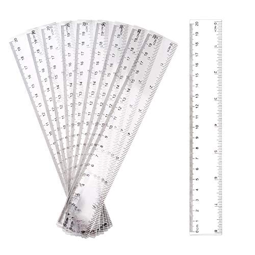 LUTER 10 PACK Clear Plastic Ruler 20cm 8inch Straight Ruler Transparent Plastic Ruler Kit Measuring Tool for Student School Office