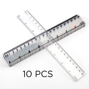 LUTER 10 PACK Clear Plastic Ruler 20cm 8inch Straight Ruler Transparent Plastic Ruler Kit Measuring Tool for Student School Office