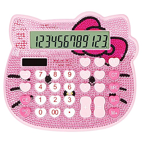 Women Calculators,BREIS Creative Cute Solar Energy Calculator, 12 Digit Large LCD Display, Handheld for Daily and Basic Office, Pink (Pink+Pink)