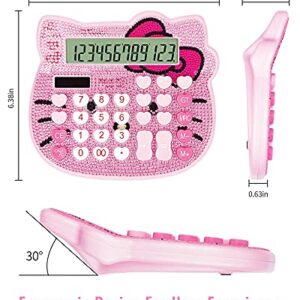 Women Calculators,BREIS Creative Cute Solar Energy Calculator, 12 Digit Large LCD Display, Handheld for Daily and Basic Office, Pink (Pink+Pink)