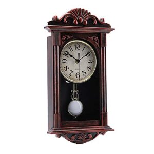 jomparis Pendulum Wall Clock Retro Quartz Decorative Battery Operated Wall Clock for Living Room, Office, Home Decor(16 Inch, Bronze)