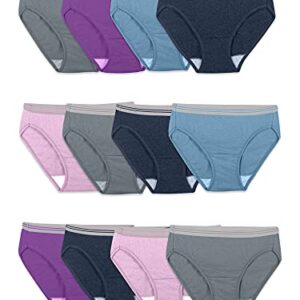 Fruit of the Loom Women's Eversoft Cotton Bikini Underwear, Tag Free & Breathable, Blend-12 Pack-Grey/Blue/Purple, 7