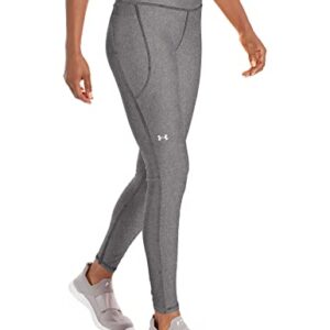 Under Armour Women's HeatGear Armour High No-Slip Waistband Pocketed Leggings , Charcoal Light Heather (019)/White , Large