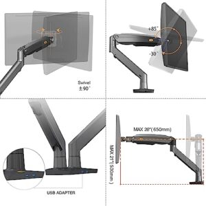 NB North Bayou Dual Monitor Desk Mount Stand Full Motion Swivel Computer Monitor Arm Fits 2 Screens up to 32'' with Load Capacity 6.6~26.4lbs for Each Monitor G75