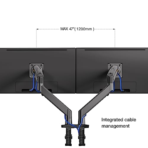 NB North Bayou Dual Monitor Desk Mount Stand Full Motion Swivel Computer Monitor Arm Fits 2 Screens up to 32'' with Load Capacity 6.6~26.4lbs for Each Monitor G75