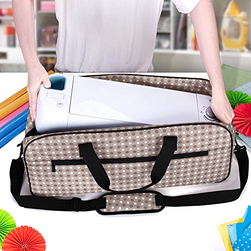 Yarwo Carrying Case Compatible for Cricut Maker, Cricut Explore Air (Air 2), Silhouette Cameo 3 and Cameo 4, Die-Cut Machine Travel Tote Bag with Pockets for Craft Tools and Supplies, Dots