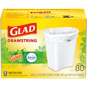 Glad Medium Drawstring Trash Bags - Gain Original Scent 8 Gal, 80 Count